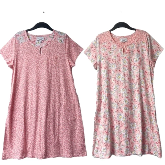 NEW! CAROLE HOCHMAN Meadow Floral 100% Cotton 2-Pack Sleepshirts 1X ...