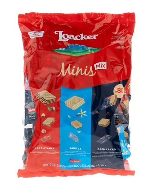 800G LOACKER MINIS Crispy Mini Wafers 80 Pack Assorted Flavours ...
