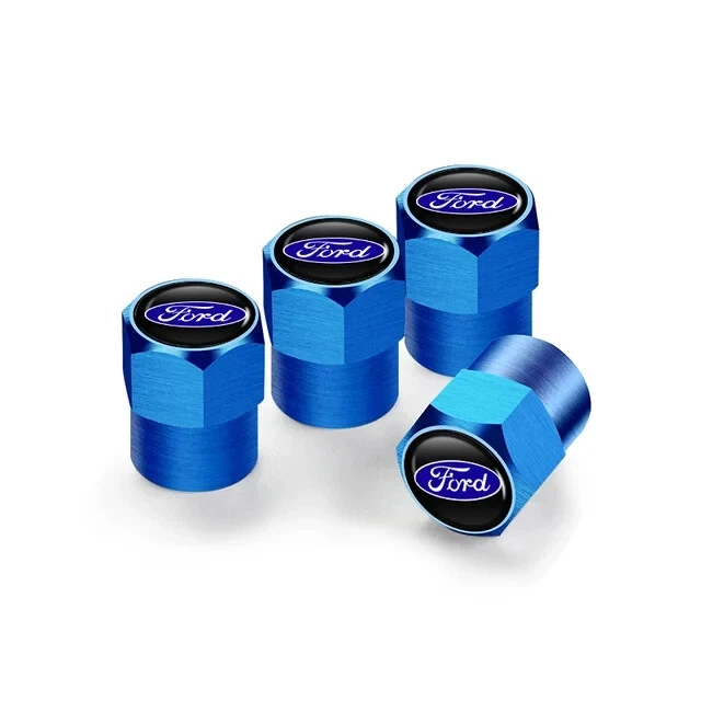 FORD RANGER RAPTOR wheels tyre valves dust caps Set of 4 Aluminium BLUE ...