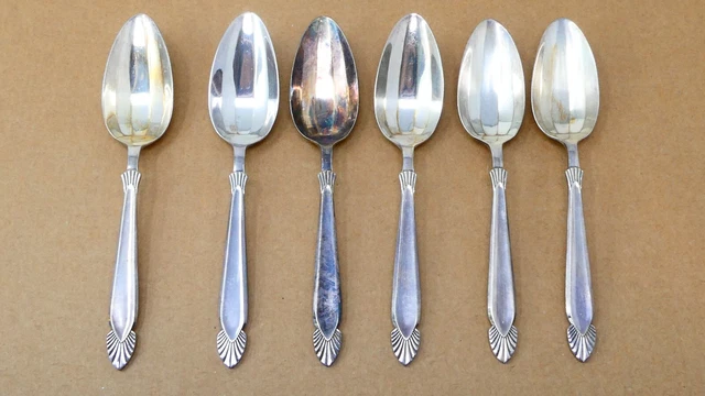 ART DECO GRAPEFRUIT Spoons Set 6 Angora EPNS Silver Plate England £9.00 ...