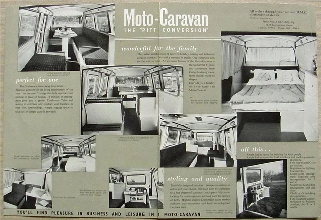 BMC MOTO CARAVAN The PITT CONVERSION Sales Leaflet 1960s £14.99 ...