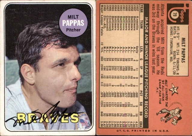 CARTE MILT PAPPAS signée 1969 Topps #79 Atlanta Braves Auto AU EUR 2,93 ...
