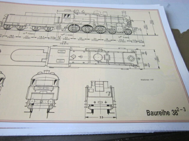 DAMPFLOKMODELL BAUEN 1:87 Aufriss BR 38..2-3 sächs. XII H 2 Personenzugslok EUR 4,61 - PicClick DE