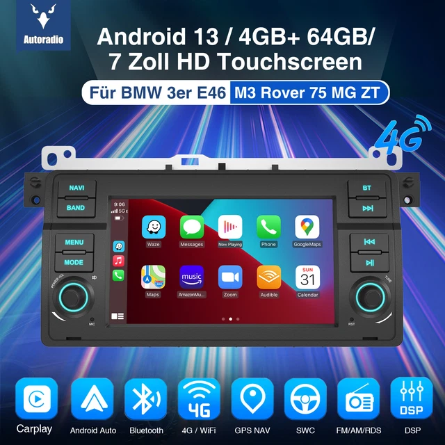 DAB+ ANDROID 13 4+64G Autoradio GPS Carplay Kam Für BMW 3er E46 M3 MGZT Rover 75 EUR 209,99 ...