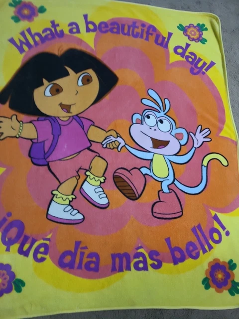 DORA THE EXPLORER Monkey Boots WHAT A BEAUTIFUL DAY Fleece Blanket ...