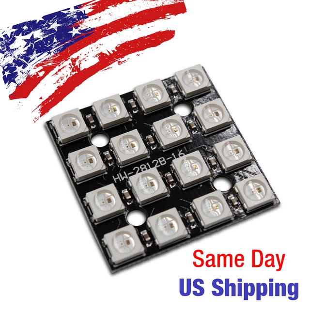 WS2812B 4X4 RGB LED Matrix Module 5050 16 Bit Full Color Arduino PIC ...