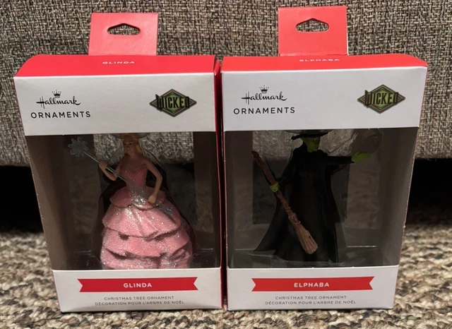 HALLMARK X WICKED Ornament Set Elphaba & Glinda Wizard Of Oz £31.08 ...