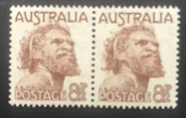 1950 AUSTRALIAN PRE-DECIMAL 8½d Aboriginal Man Joined Pair MNH Stamps ...