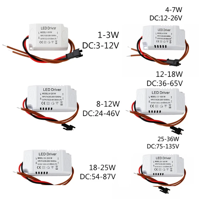 LED DRIVER TRAFO DC 12V 24V 36v 15w 20w 30w Netzteil Treiber Transformator 300ma EUR 2,94 ...
