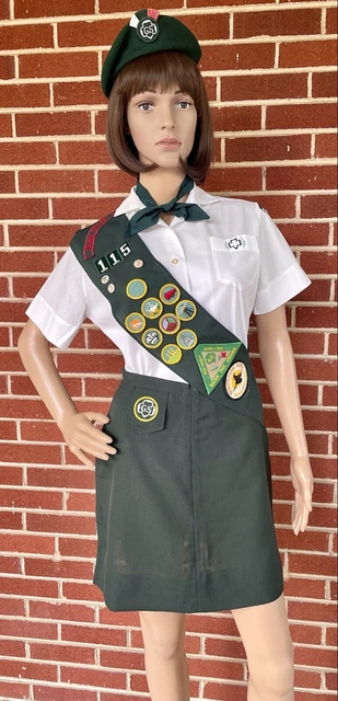 Rare 1950s 60s Vintage Girl Scout Cadette Uniform Hat Sash Patches 0361