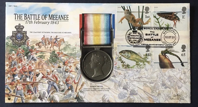BENHAM 1843 THE Battle of Meeanee copertina medaglia primo giorno ...