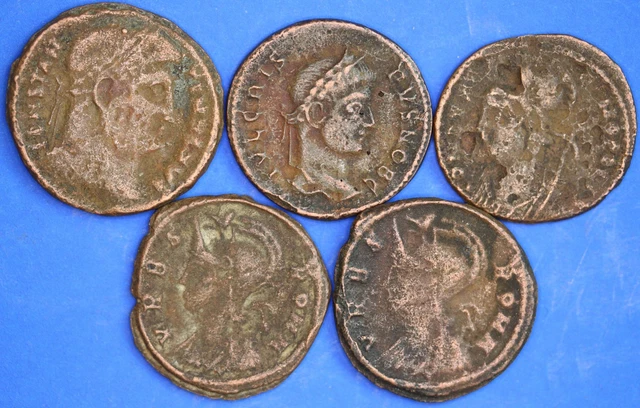 ROMAN BRONZE FOLLIS coins including Constantine I & II AD 317-337 ...