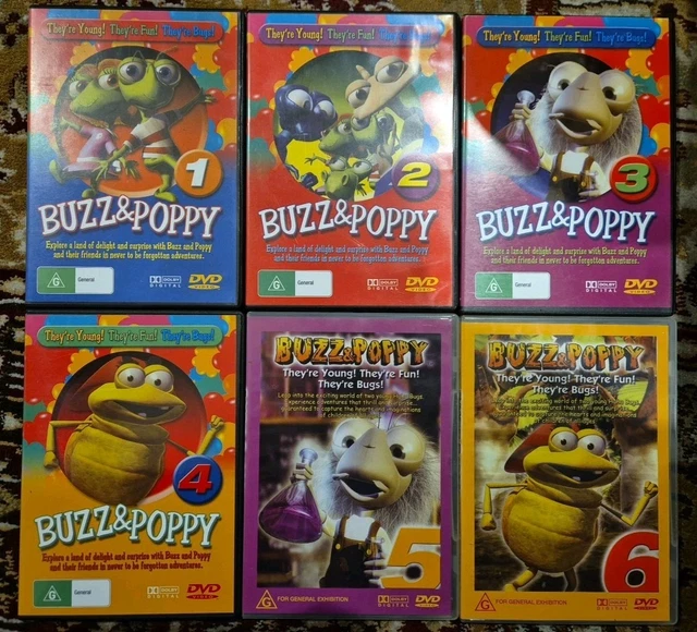BUZZ & POPPY Rare Dvd Volume 1 2 3 4 5 6 New Zealand Bugs Animation ...