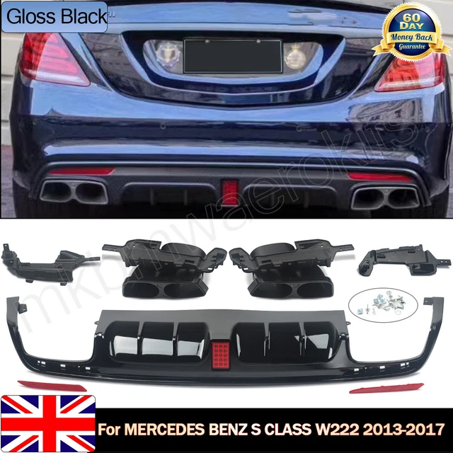 FOR MERCEDES BENZ S Class W222 Amg Rear Diffuser Tailpipe Gloss Black ...