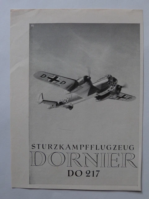 STURZKAMPFFLUGZEUG DORNIER DO 217 - Reklame 1942 - Luftwaffe EUR 24,50 ...