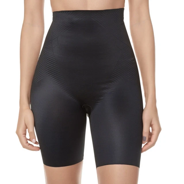 SPANX WOMENS HIGH-WAIST Midthigh Shapewear Short Black XS Printed Power ...