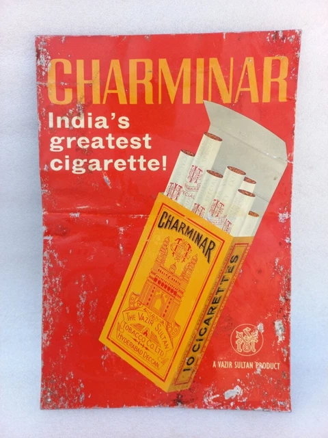 VINTAGE OLD RARE Charminar India's Greatest Cigarette Ad Litho Tin Sign ...