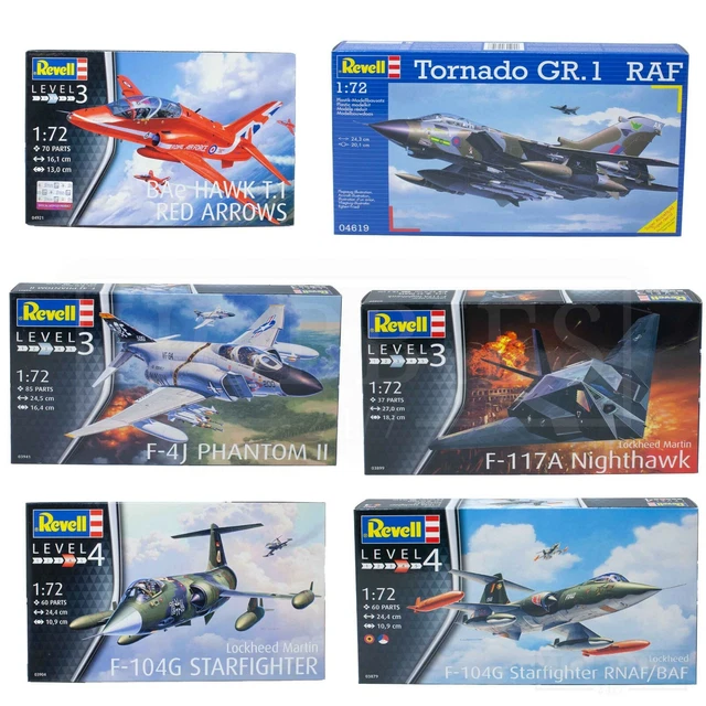 REVELL 1/72 SCALE Model Kits Jet Fighters Plane F15 Harrier Tornado ...