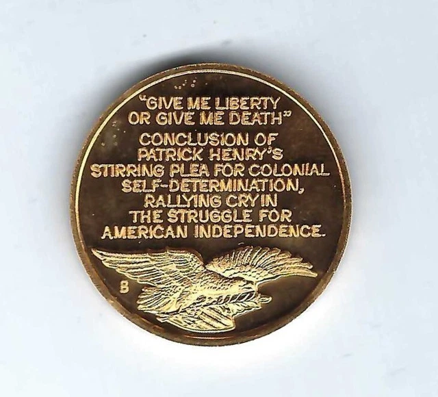 PATRICK HENRY AMERICAN Revolutionary War Longines 24K Gold Bronze Medal ...