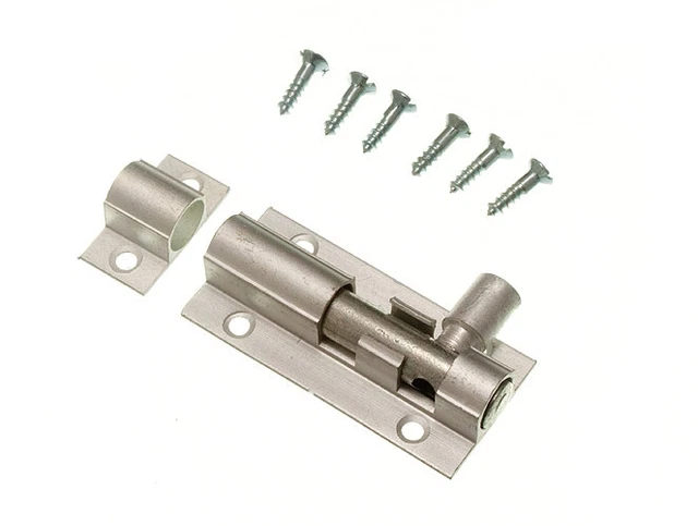 BRUSHED ALUMINIUM BATHROOM Door Bolt Slide Catch Latch 2 Inch 50mm ...