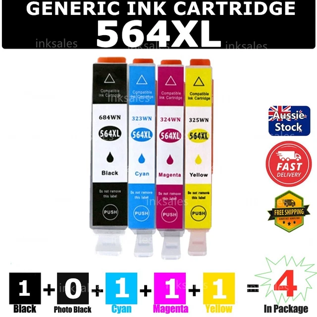 4X GENERIC 564XL 564 Ink Cartridge For HP 3070A 3520 4620 5520 6520 ...