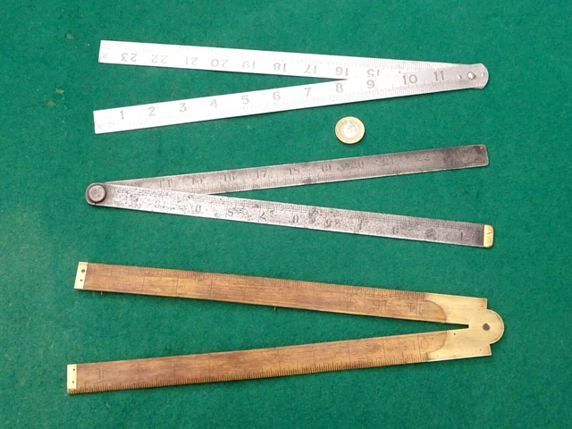 VINTAGE COLLECTION OF 3 Pivoted Two Foot Rulers. Various Makers. £19.99 ...