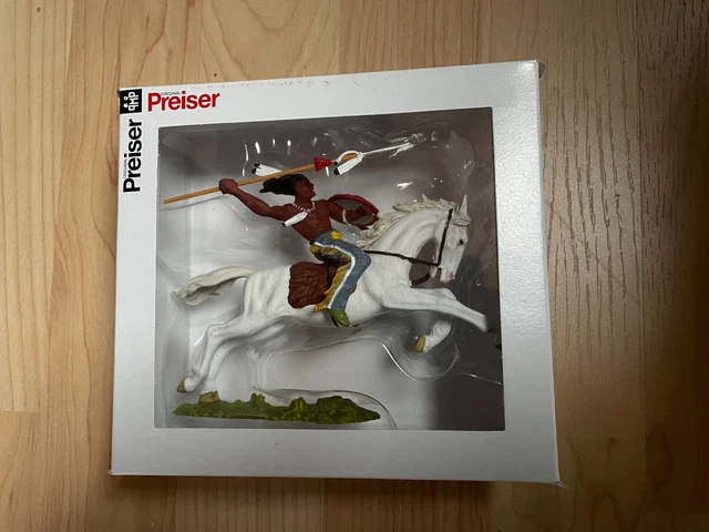 PREISER / ELASTOLIN / 7cm bemalt - Indianer 54658 mit Pferd , NEU & OVP ...