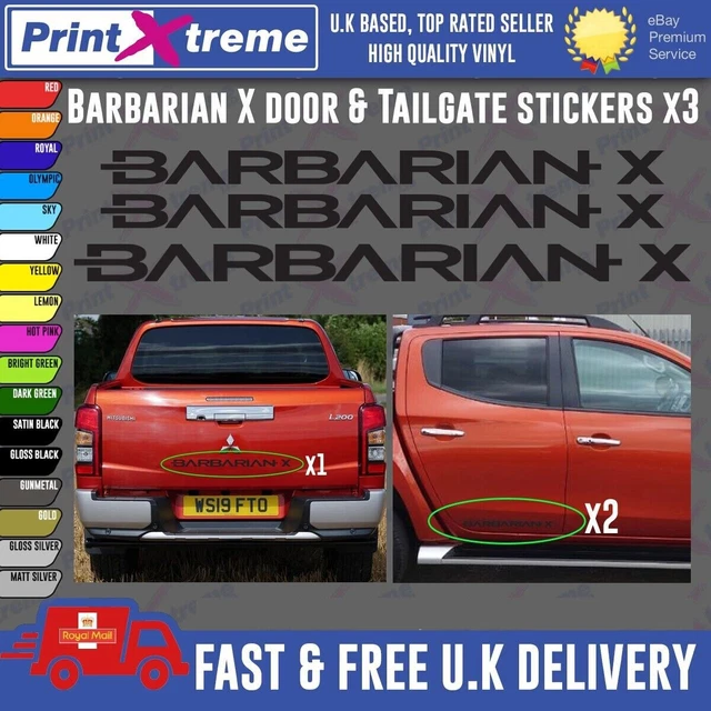 MITSUBISHI L200 BARBARIAN X Door & Tailgate decals stickers, Mitsi, x3 ...