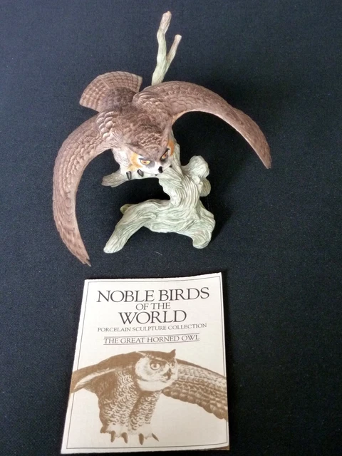 FRANKLIN MINT 1988 RSPB NOBLE BIRDS GEORGE MCMONICLE - GREAT HORNED OWL ...