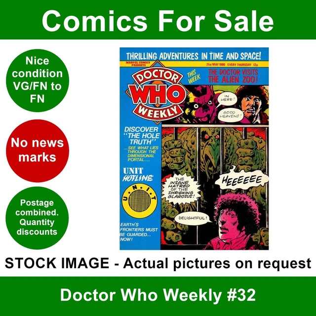 DOCTOR WHO WEEKLY #32 comic - VG/FN clean 21 May 1980 - Marvel UK EUR 6 ...