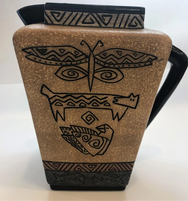 VINTAGE LAUREL BURCH Stoneware Pitcher, Rare Fish, Butterfly, Birds ...