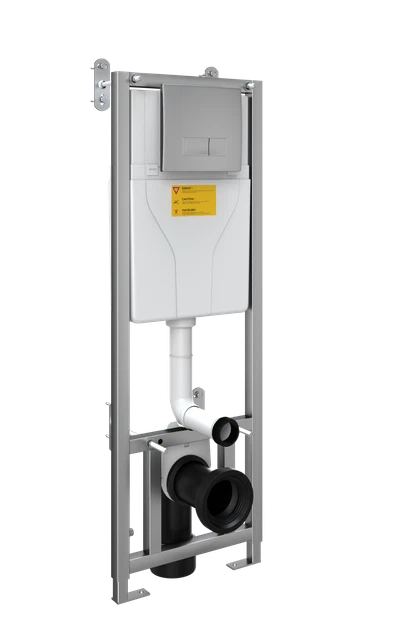 CONCEALED WC WALL Hung Toilet Cistern Frame With Chrome Dual Flush ...