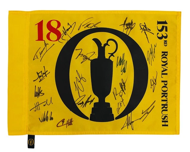 OPEN CHAMPIONSHIP 2025 Royal Portrush signed pin flag. Aberg, Hovland ...