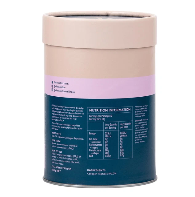 DOSE CO Pure Collagen Peptides, Unflavoured - 283g Powder Supplement £ ...