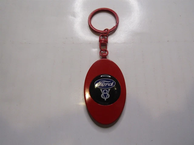 1930'S - 1950'S FORD V8 ENGINE V8 OVAL Ford LOGO KEYCHAIN KEYRING METAL ...