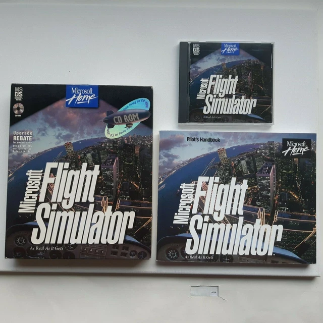MICROSOFT FLIGHT SIMULATOR - MSDOS CD-ROM - PC Big Box Retro $26.39 ...