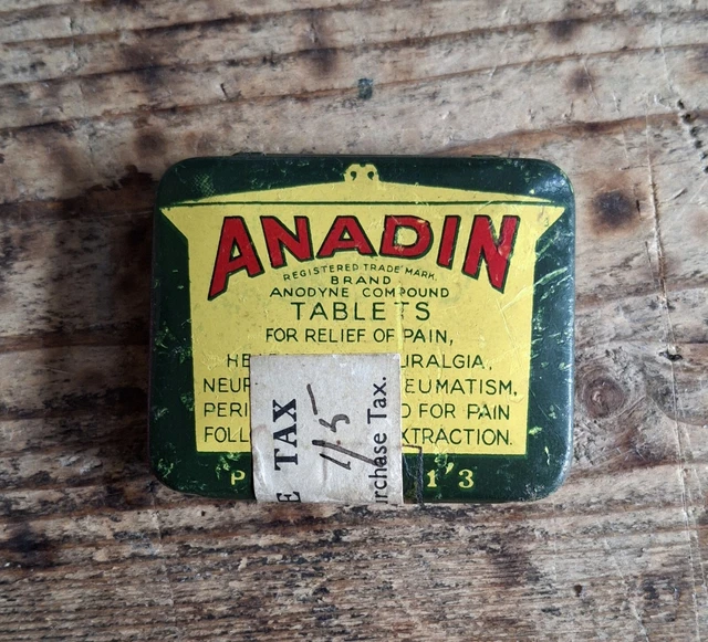 VINTAGE ANADIN ANODYNE Compound Tables Small Tin £7.00 - PicClick UK
