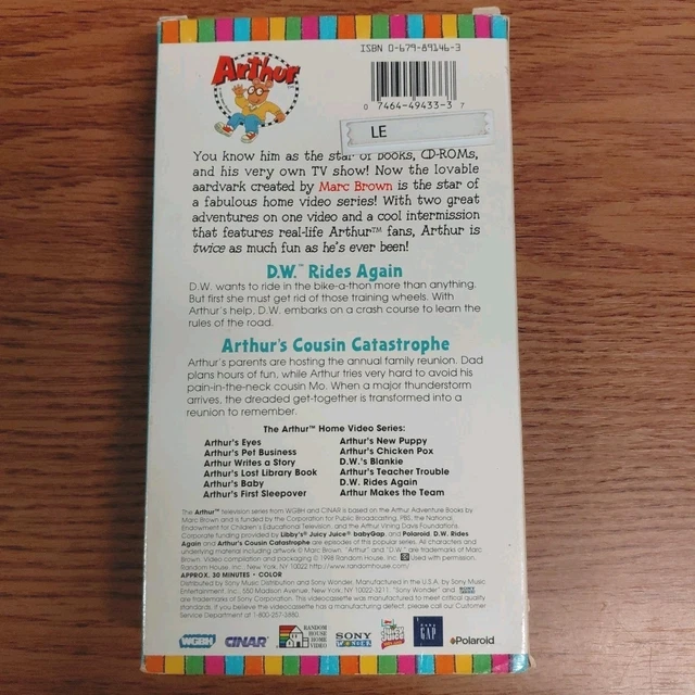 ARTHUR: D.W. RIDES Again (VHS, 1998) PBS Kids Animated Video Tape Rare ...