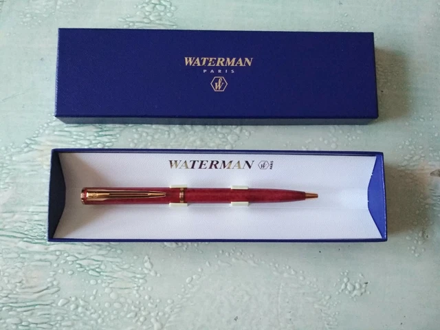 ANCIEN STYLO DE luxe WATERMAN : Hémisphère Marbré rouge doré + coffret ...