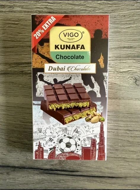 VIGO ORIGINAL DUBAI VIRAL KUNAFA Pistachio chocolate bar 120gm £8.00 ...