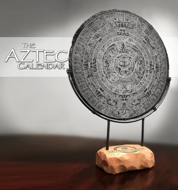 AZTEC CALENDAR 12X12 Mexico Ancient Maya LARGE Engraved on Black Stone ...