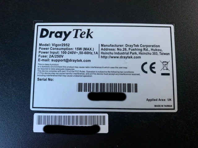 ROUTER/FIREWALL DRAYTEK VIGOR 2952 con capacidad multi-WAN con orejas ...