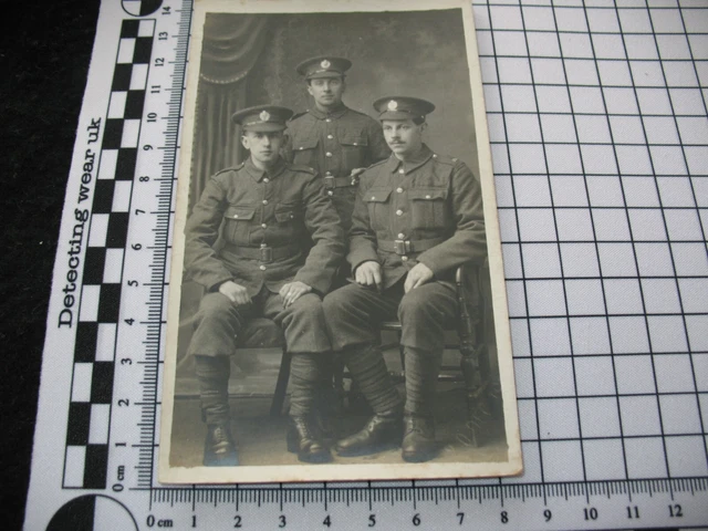 WORLD WAR 1 WWI Original photograph postcard Soldier Military Family ...