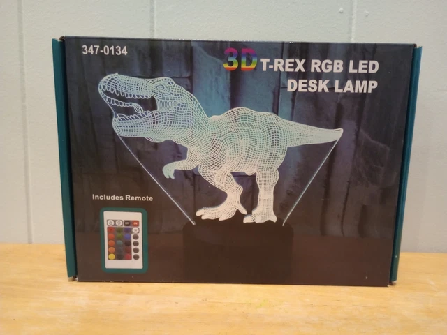 3D T-REX RGB LED Desk Lamp Optical Illusion Nightlights Smart Touch NWB ...