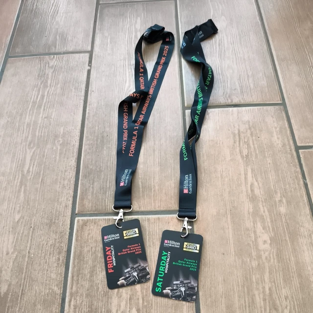 F1. FORMULA ONE Lanyards 2025 Silverstone Hilton Garden Inn. Fri/Sat. £15.05 - PicClick UK