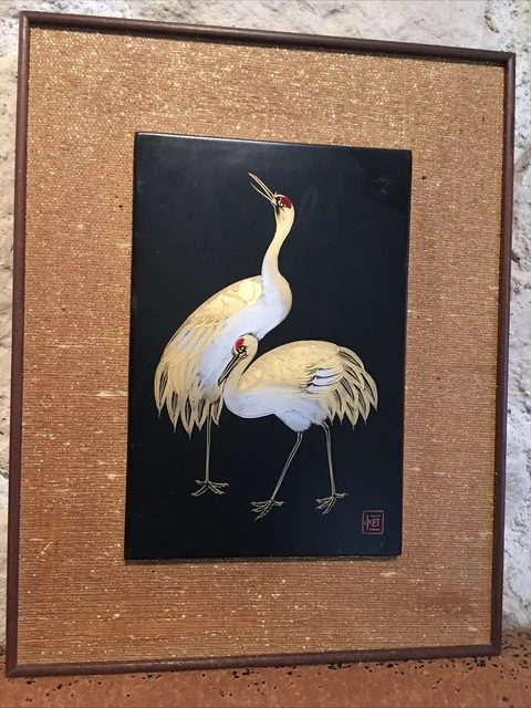 SIGNED GOLDEN CHINESE Lacquer Exotic Birds Drawing Board £107.31 ...