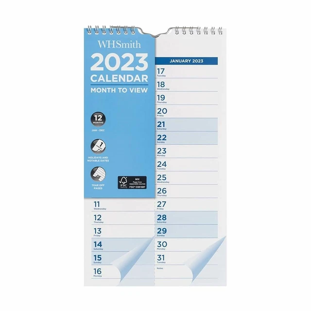 WHSMITH 2023 MONTH To View Commercial Calendar £3.99 - PicClick UK