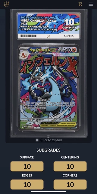 POKÉMON TCG MEGA Charizard X Ex MEP 023 UPC promo - ACE 10 perfect 10 ...