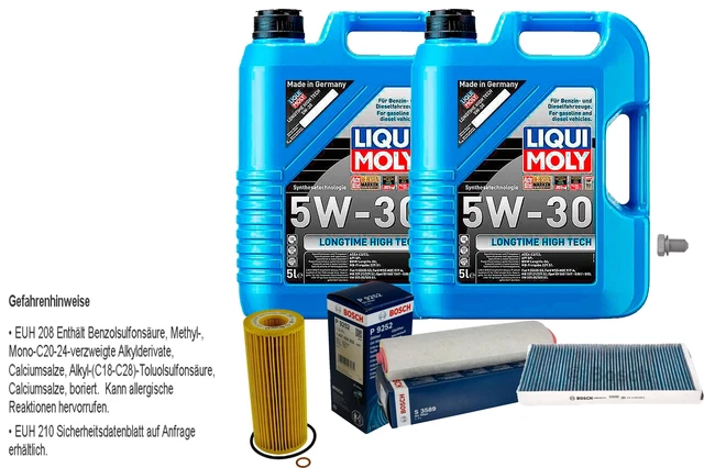BOSCH INSPECTION SET 10 L Liqui Moly Longtime High Technologie 5W-30 pour BMW EUR 189,32 ...