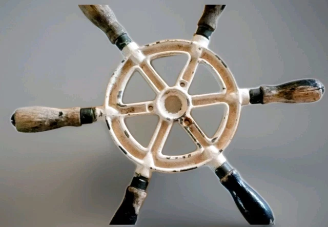 PERKO®️ HELMSMAN 13” Metal Wood Ship Boat Wheel Sea Ocean Beach Decor ...